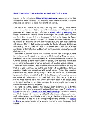 Calaméo - Several Non Paper Cover Materials For Hardcover Book Printing