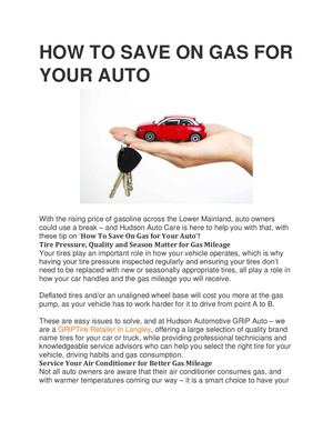 Calaméo - HOW TO SAVE ON GAS FOR YOUR AUTO