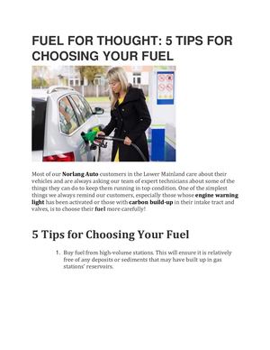 Calaméo - FUEL FOR THOUGHT, 5 TIPS FOR CHOOSING YOUR FUEL