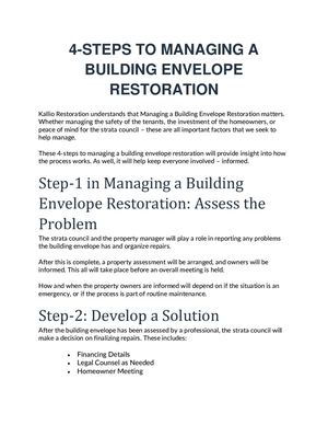 Calaméo - 4 STEPS TO MANAGING A BUILDING ENVELOPE RESTORATION