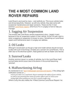 Calaméo - THE 4 MOST COMMON LAND ROVER REPAIRS