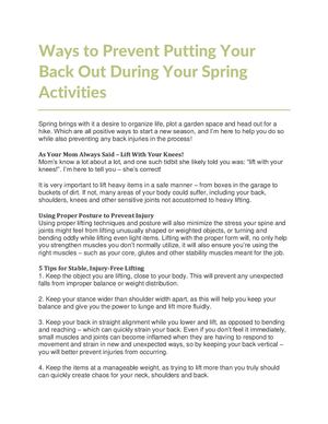 Calaméo - Ways To Prevent Putting Your Back Out During Your Spring ...