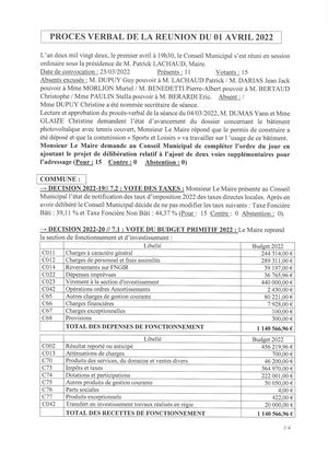 Calaméo - Proces Verbal Du Conseil Municipal Du 01 Avril 2022