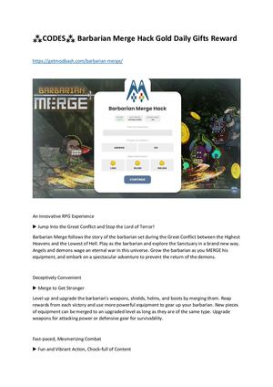 Calaméo - ⁂Codes⁂ Barbarian Merge Hack Gold Daily Gifts Reward