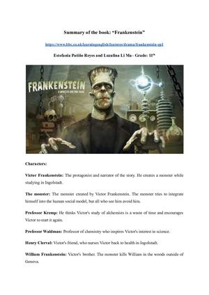 Calaméo - Summary Of The Book “Frankenstein”