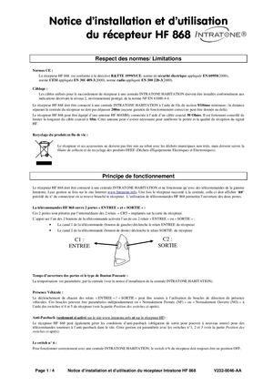 Calaméo - V232 - 0046 - AA - Recepteur HF 868 Intratone