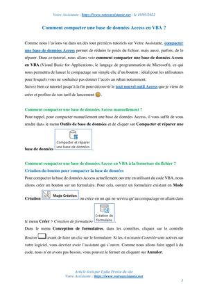 Calaméo - Comment compacter une base de données Access en VBA