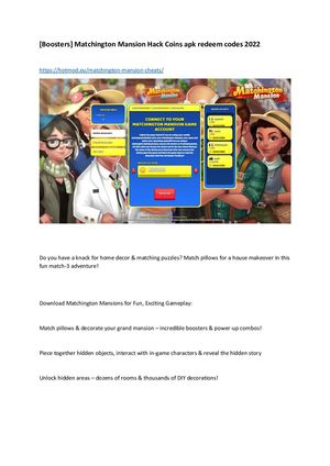 Calaméo - [Boosters] Matchington Mansion Hack Coins Apk Redeem Codes 2022