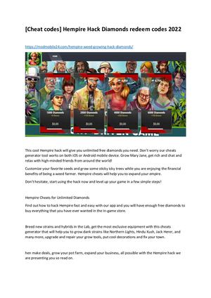 Calaméo - [Cheat Codes] Hempire Hack Diamonds Redeem Codes 2022