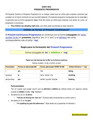Calaméo - Guia 3 Leccion El Presente Progresivo O Continuo