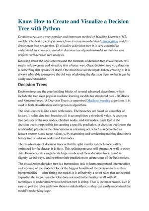 Calaméo - Know How To Create And Visualize A Decision Tree With Python