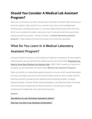 Calaméo - Should You Consider A Medical Lab Assistant Program