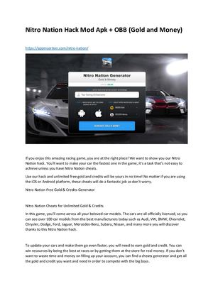 Calaméo - Nitro Nation Hack Mod Apk + Obb (Gold And Money)