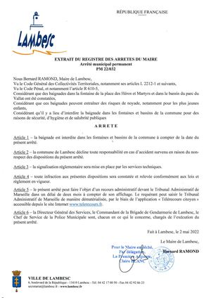 Calaméo - PM 2022-032 - ARRETE MUNICIPAL PERMANENT - Baignade interdite ...
