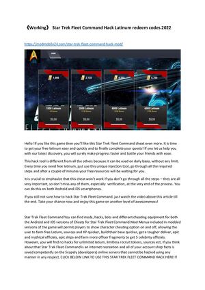 Calaméo - 《Working》 Star Trek Fleet Command Hack Latinum Redeem Codes 2022