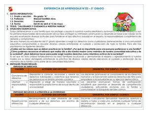 Calaméo - EXPERIENCIA DE APRENDIZAJE Nº 2 QUINTO GRADO