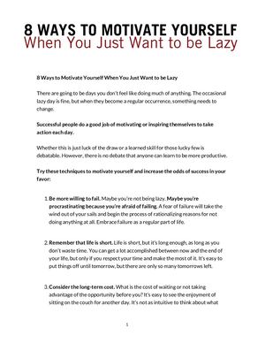 Calaméo - 8 Ways To Motivate Yourself When You Just Want To Be Lazy