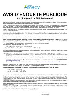 Calaméo - Avis D'enquête Publique Modif N°2 Chavanod