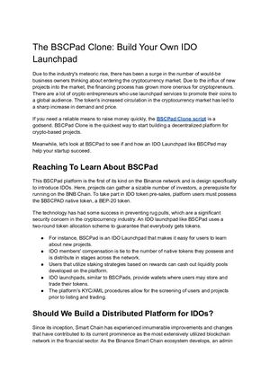 Calaméo - The Bscpad Clone Build Your Own Ido Launchpad