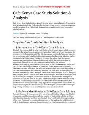 Calaméo - Cafe Kenya Case Study Solution Analysis