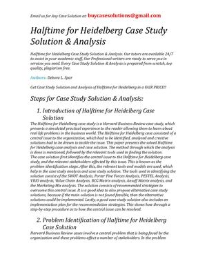 Calaméo - Halftime For Heidelberg Case Study Solution Analysis