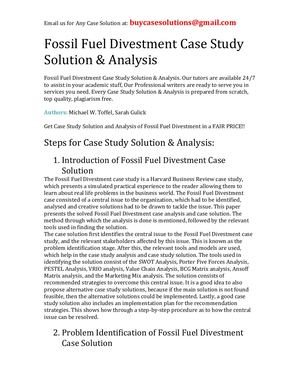 Calaméo - Fossil Fuel Divestment Case Study Solution Analysis