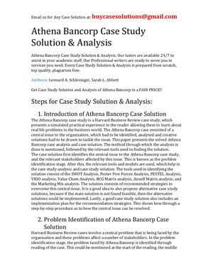 Calaméo - Athena Bancorp Case Study Solution Analysis