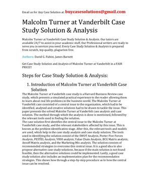 Calaméo - Malcolm Turner At Vanderbilt Case Study Solution Analysis