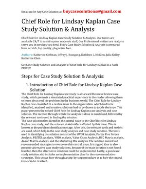 Calaméo - Chief Role For Lindsay Kaplan Case Study Solution Analysis