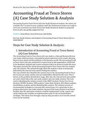 Calaméo - Accounting Fraud At Tesco Stores (A) Case Study Solution Analysis