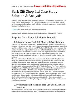 Calaméo - Bark Gift Shop Ltd Case Study Solution Analysis