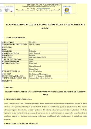 Calaméo - Plan Operativo Anual De La Comision De Salud Y Medio Ambiente 2020 2021