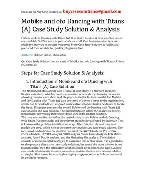 Calaméo - Mobike And Ofo Dancing With Titans (A) Case Study Solution Analysis