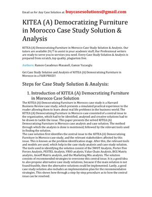 Calaméo - Kitea (A) Democratizing Furniture In Morocco Case Study Solution Analysis