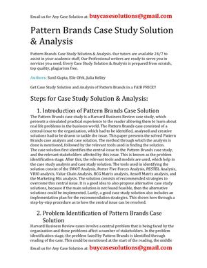 Calaméo - Pattern Brands Case Study Solution Analysis