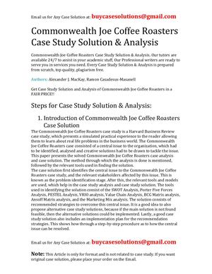 Calaméo - Commonwealth Joe Coffee Roasters Case Study Solution Analysis