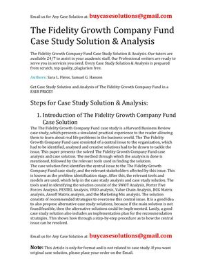 Calaméo - The Fidelity Growth Company Fund Case Study Solution Analysis
