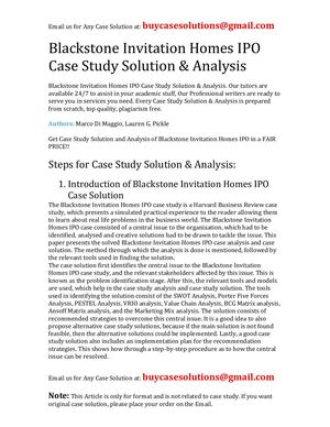 Calaméo - Blackstone Invitation Homes Ipo Case Study Solution Analysis