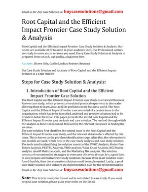 Calaméo - Root Capital And The Efficient Impact Frontier Case Study Solution Analysis