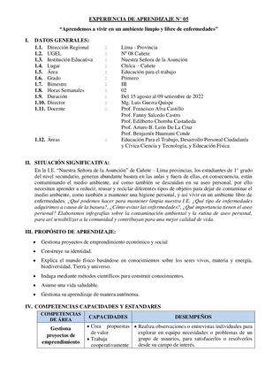 Calaméo - Experiencia De Aprendizaje N° 05 Ept 1° Sec