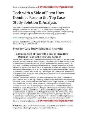Calaméo - Tech With A Side Of Pizza How Dominos Rose To The Top Case ...