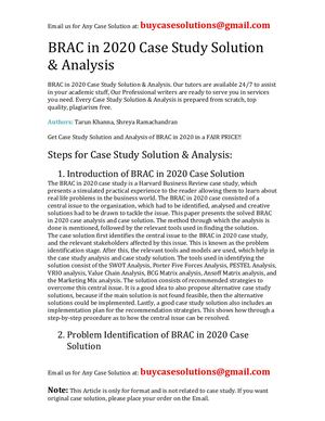 Calaméo - BRAC In 2020 Case Study Solution Analysis
