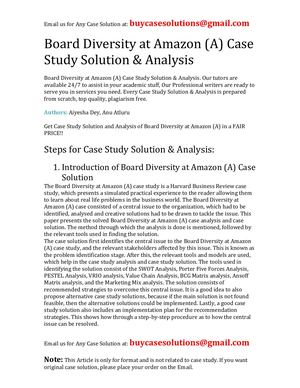 Calaméo - Board Diversity At Amazon (A) Case Study Solution Analysis