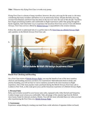 Calaméo - Why Flying First Class Is Worth Every Penny