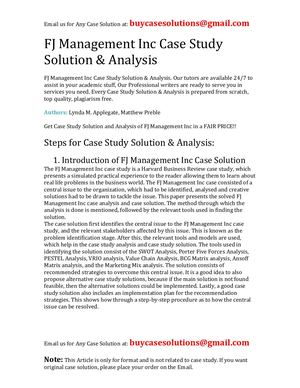 Calaméo - FJ Management Inc Case Study Solution Analysis