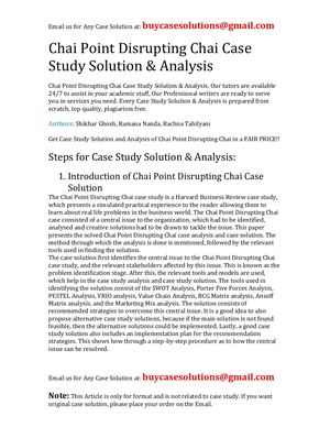 Calaméo - Chai Point Disrupting Chai Case Study Solution Analysis