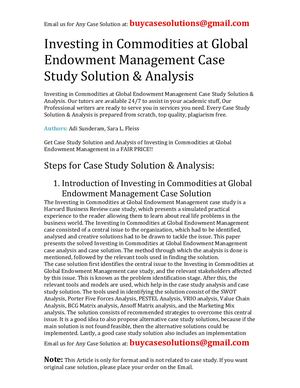Calaméo - Investing In Commodities At Global Endowment Management Case ...