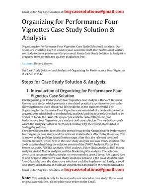 Calaméo - Organizing For Performance Four Vignettes Case Study Solution ...