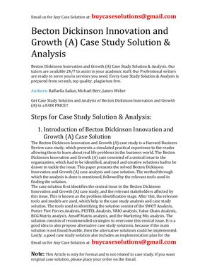Calaméo - Becton Dickinson Innovation And Growth (A) Case Study ...