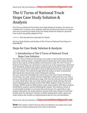 Calaméo - The U Turns Of National Truck Stops Case Study Solution Analysis